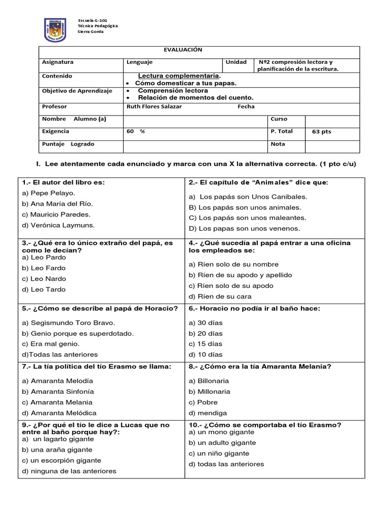 Evaluacion Como Domesticar A Tus Papas | PDF Evaluacion Como Domesticar A Tus Papas | PDF