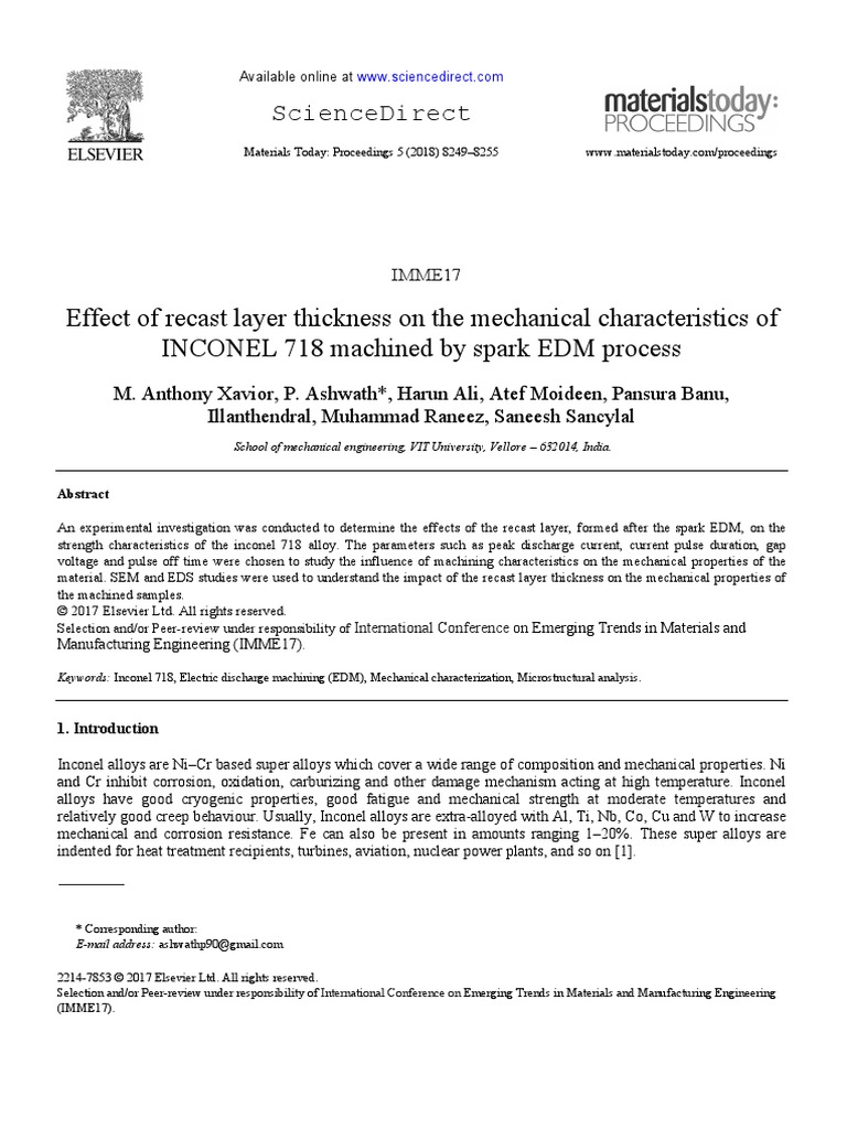 Effect of Recast Layer Thickness On The Mechanical Characteristics of ...