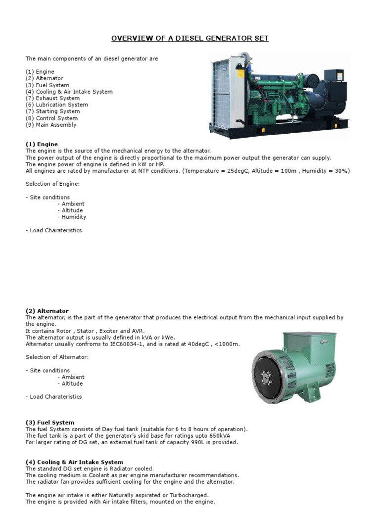 Genset Basics | PDF | Engines | Air Conditioning