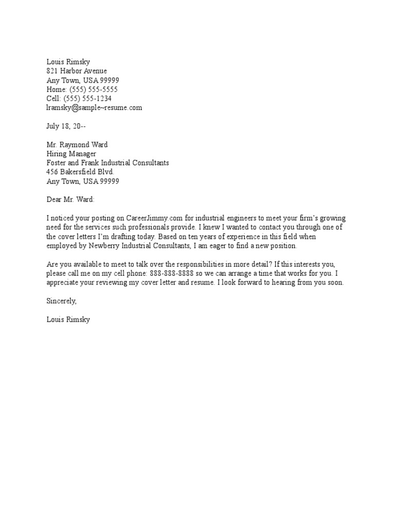 Example of Job App Letter | PDF | Industrial Engineering | Laboratories