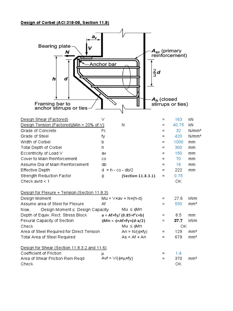 Corbel Design ACI 318 PDF | PDF | Bending | Classical Mechanics