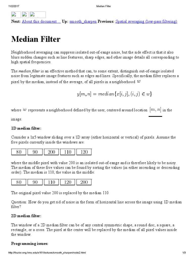 Median Filter: T I About This Document ... Smooth - Sharpen Spatial ...