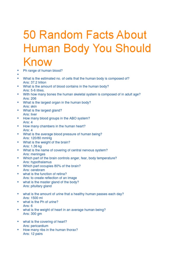 Random Anatomy Facts