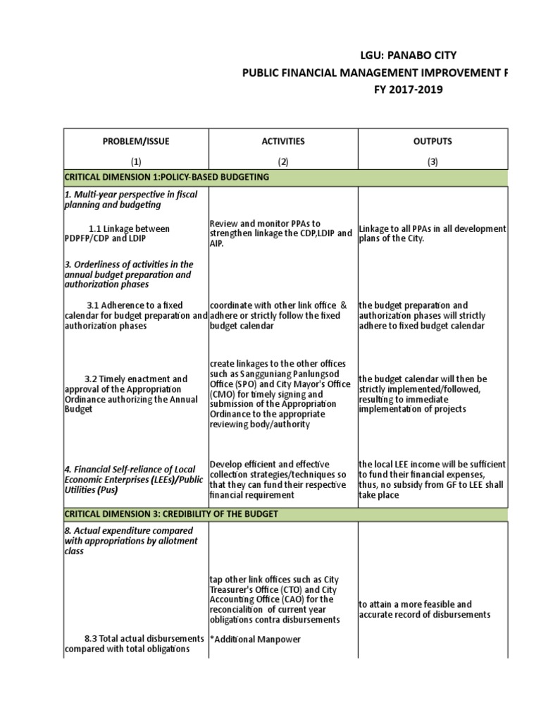 PFMIP 2017 New Format-LGUs | PDF | Internal Audit | Procurement