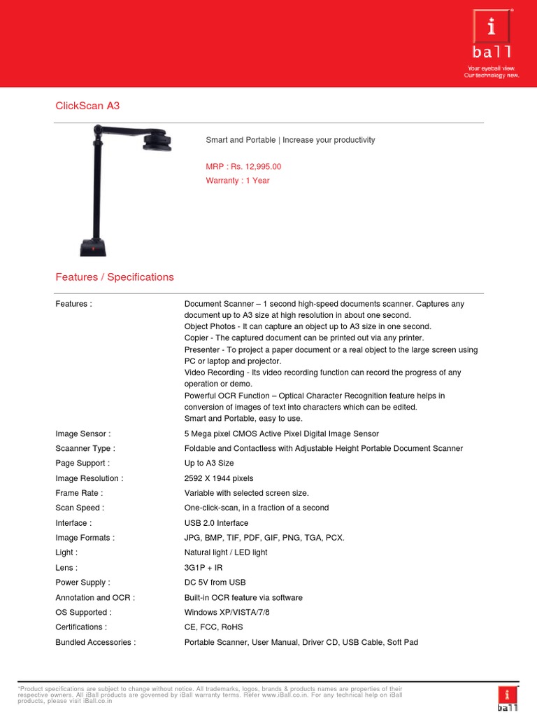 Clickscan A3: Smart and Portable - Increase Your Productivity | PDF ...