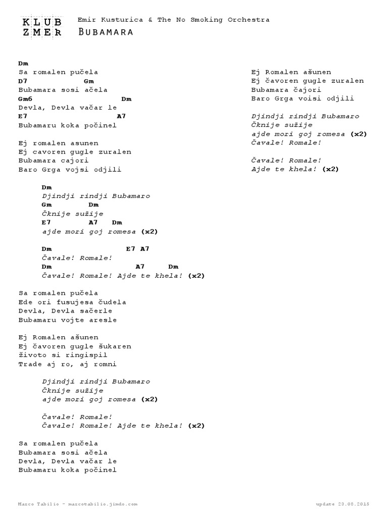 Bubamara Score Traditional Klezmer | PDF