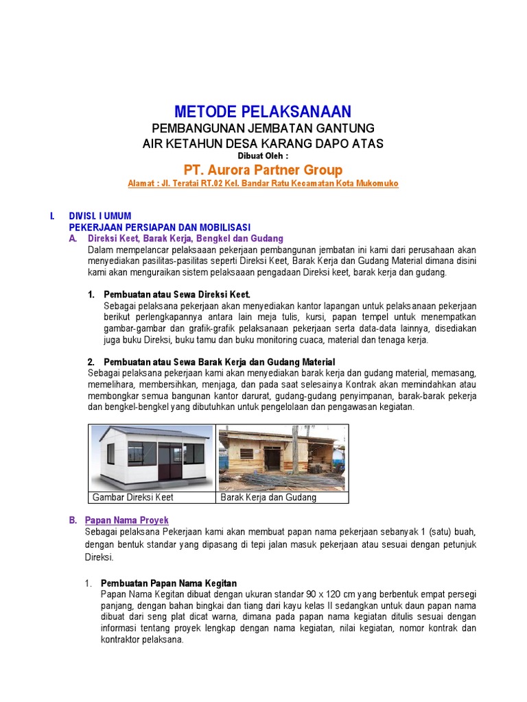 Metode Pel. Jembatan PT. APG | PDF