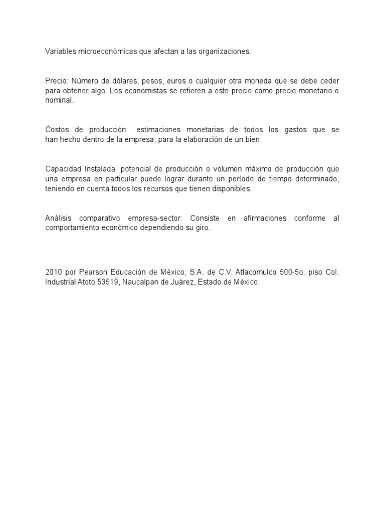 Variables Microeconómicas en Empresas | PDF | Negocios