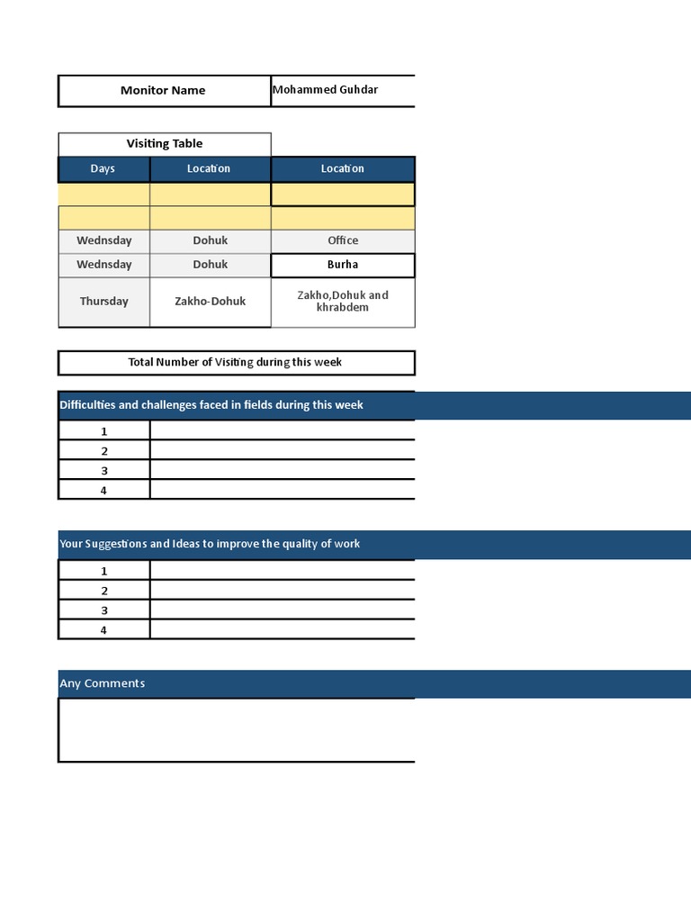 Mohammed-Filed Monitoring Weekly Report | PDF