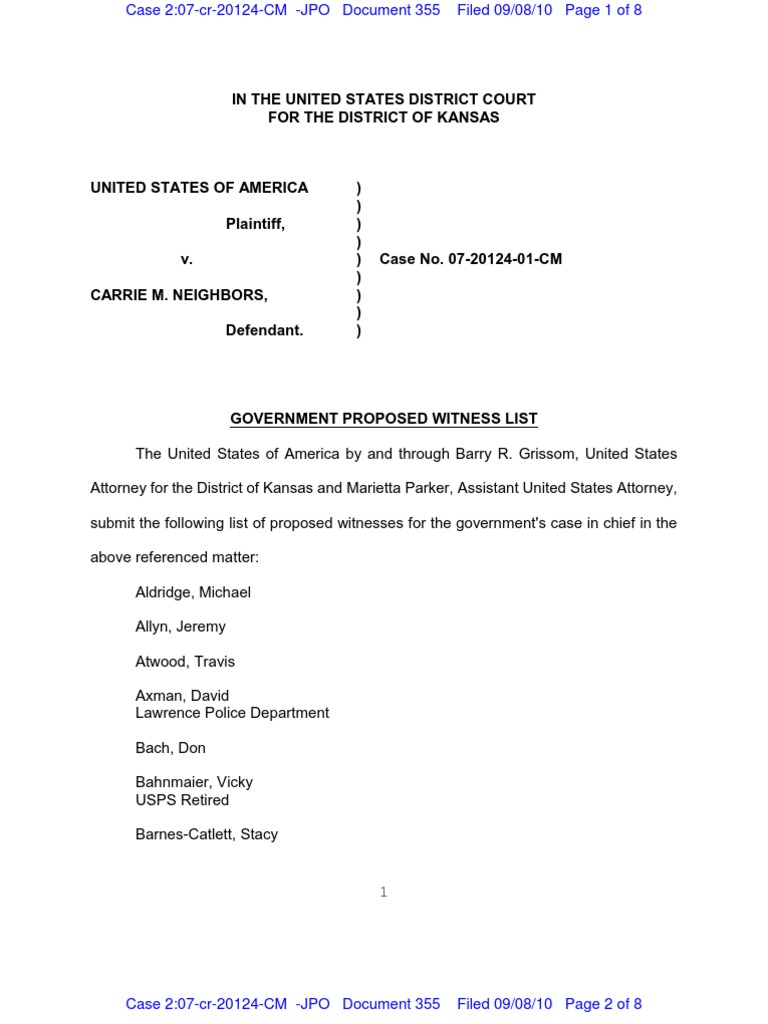 Trial Witness List in the yellow house Case 07912355148 | Courts ...