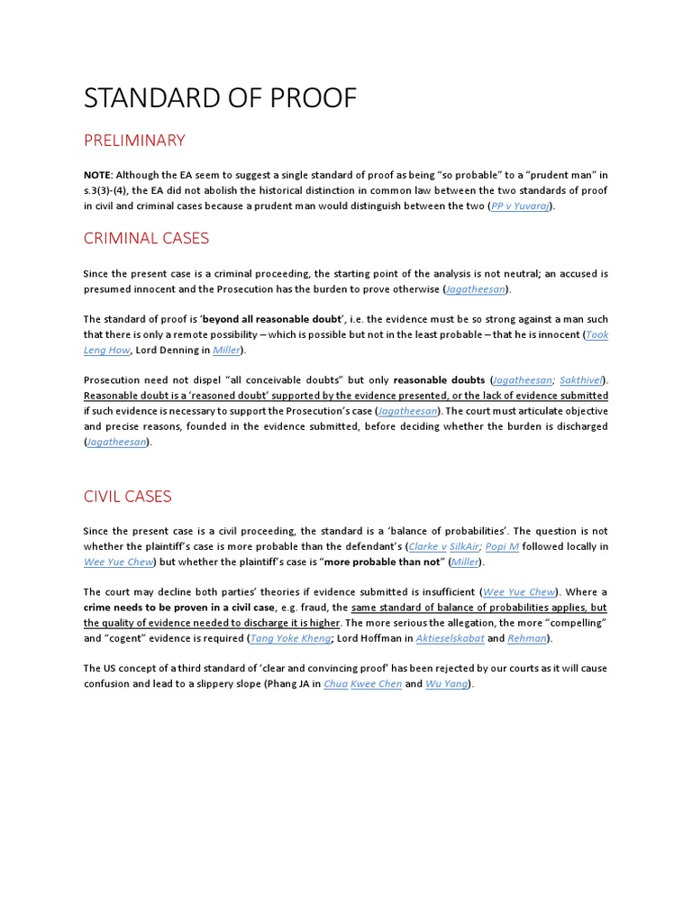 Burden & Standard of Proof | PDF | Burden Of Proof (Law) | Evidence