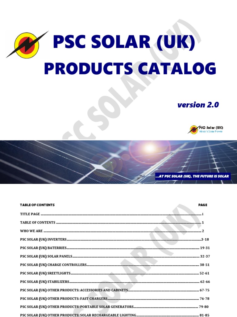 PSC Solar (UK) Products Catalog | PDF