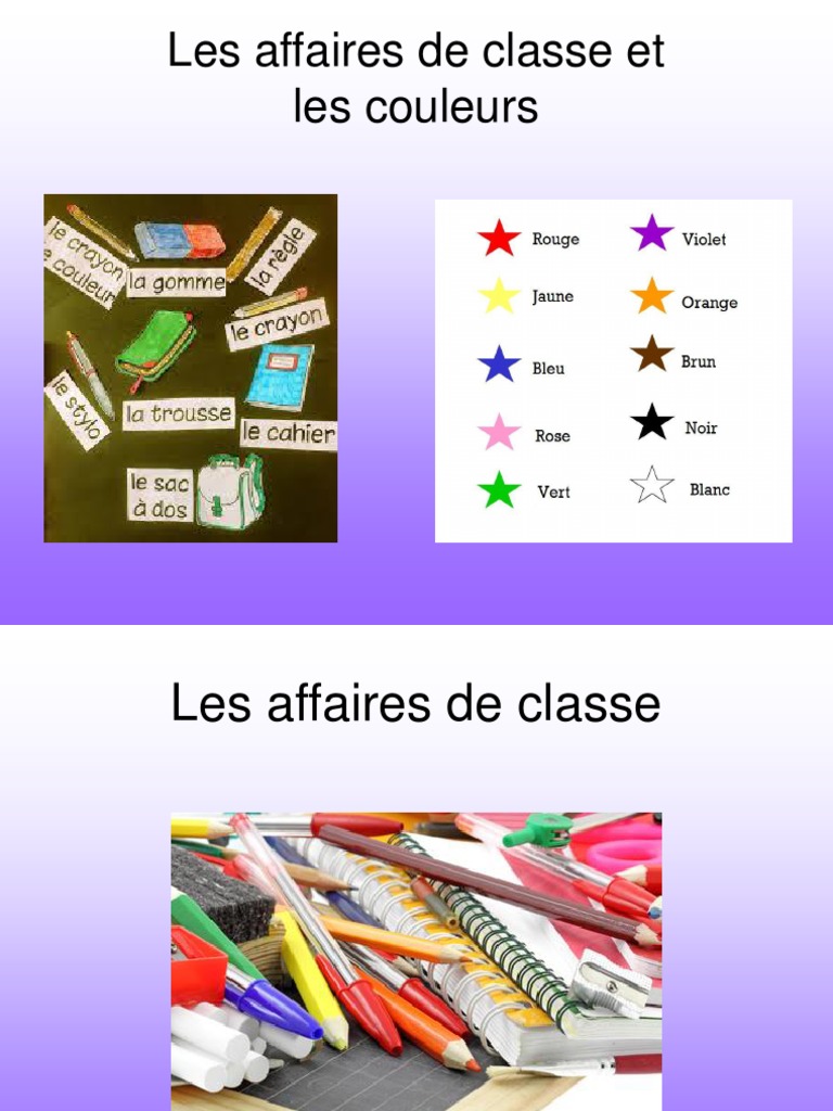 E1-Les Affaires de Classe Et Les Couleurs | PDF | Fiction générale