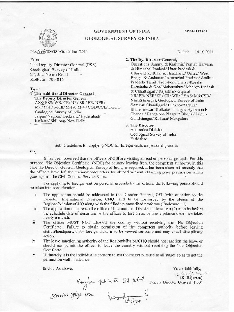 Guidelines Noc Foreign Visits PDF | PDF | Politics Of India | Economy ...