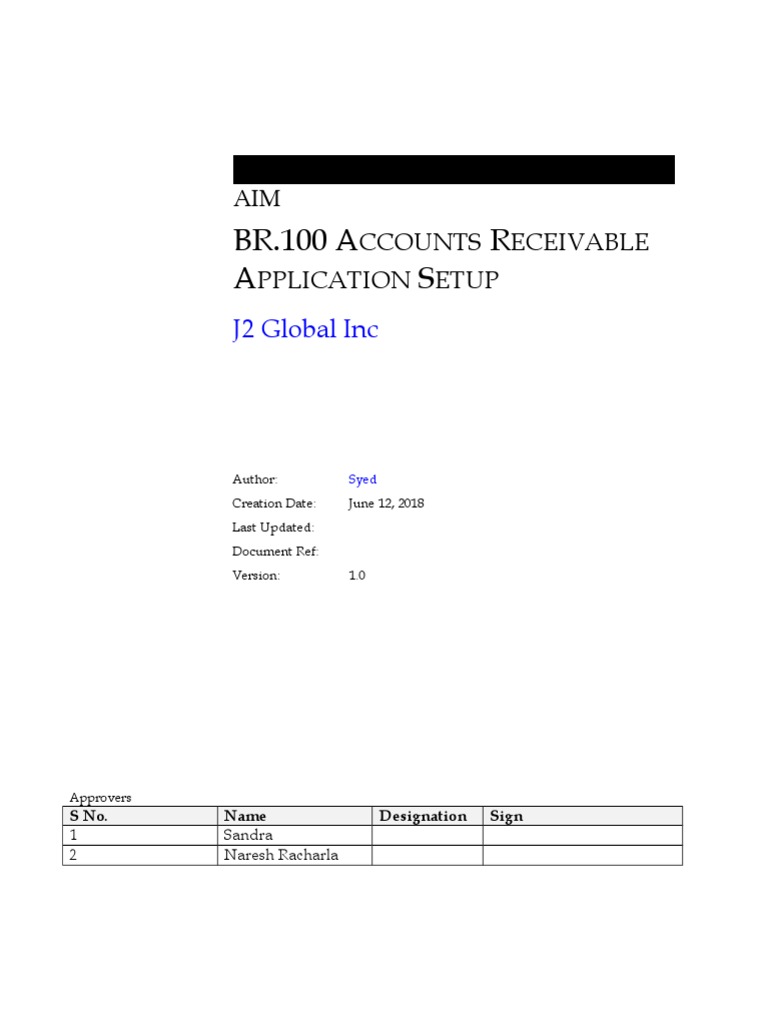 BR.100 Accounts Receivable Setup Guide | PDF | Invoice | Receipt
