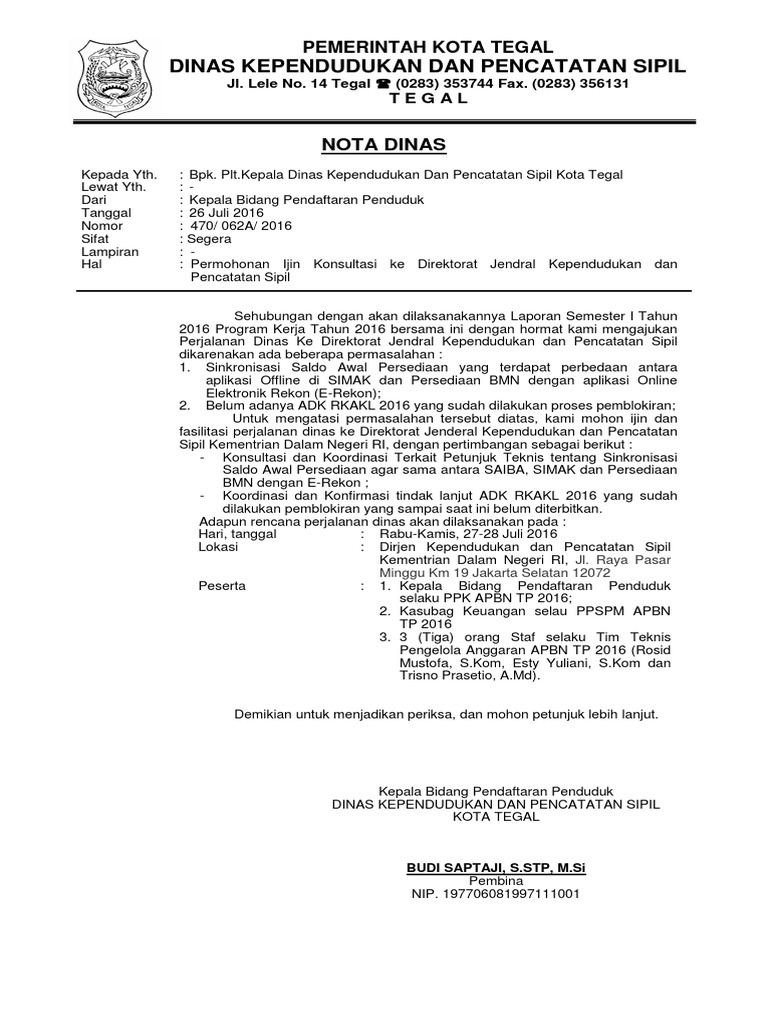 Nota Dinas Pengajuan SPPD | PDF