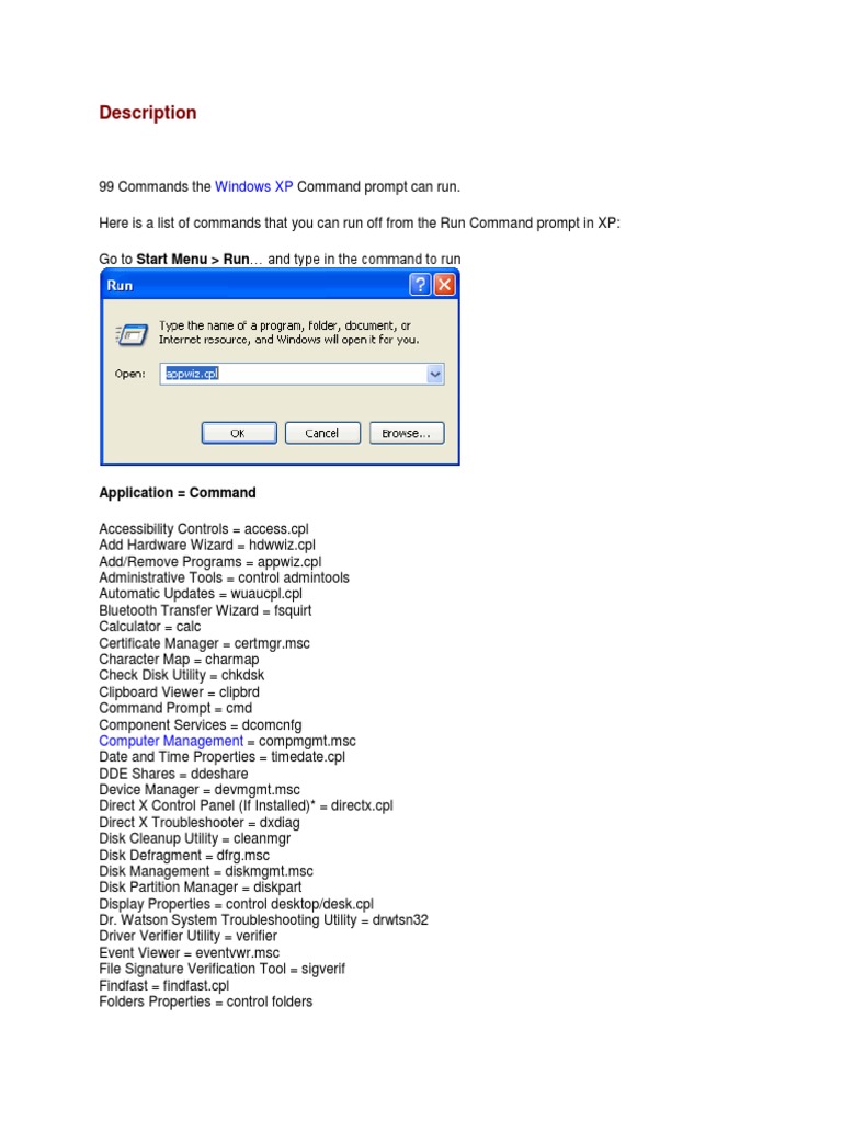 99 Run Commands | PDF | Windows Registry | Microsoft Windows