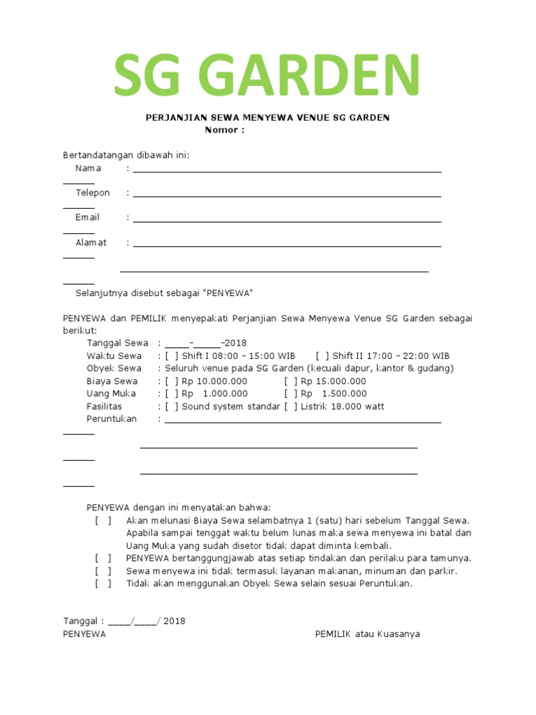 Form Sewa Venue | PDF