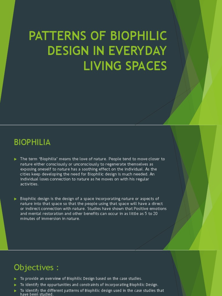 Patterns of Biophilic Design in Everyday Living Spaces | PDF | Nature ...