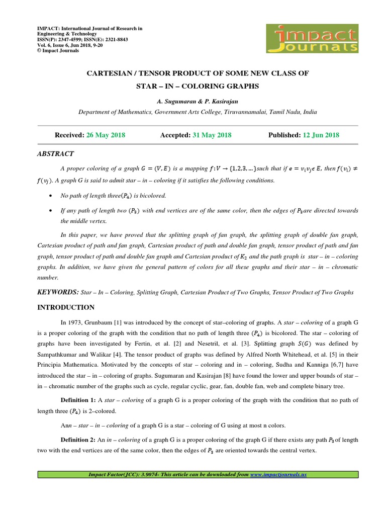Format. Engg - Cartesian Tensor Product of Some New Class of Star - in ...