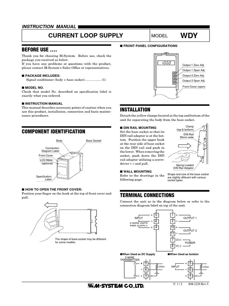 Current Loop Supply: Before Use ... | PDF | Calibration | Power Supply