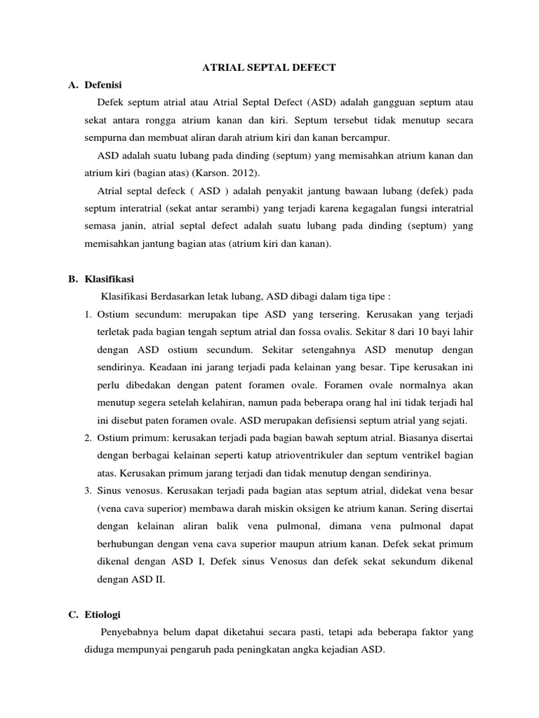 LP Atrial Septal Defect | PDF | Kesehatan Holistik | Sains & Matematika