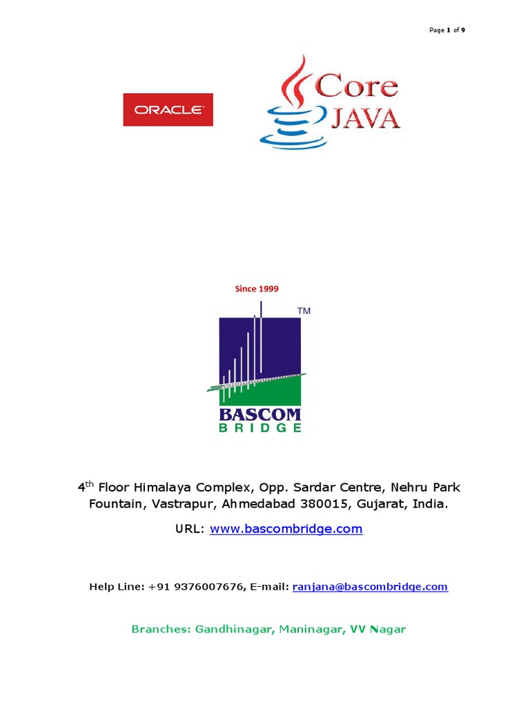 Core Java Course Content From Bascom Compputer | PDF | Java ...