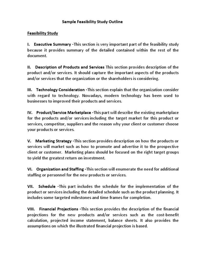 Sample Feasibility Study Outline | PDF | Feasibility Study | Business ...