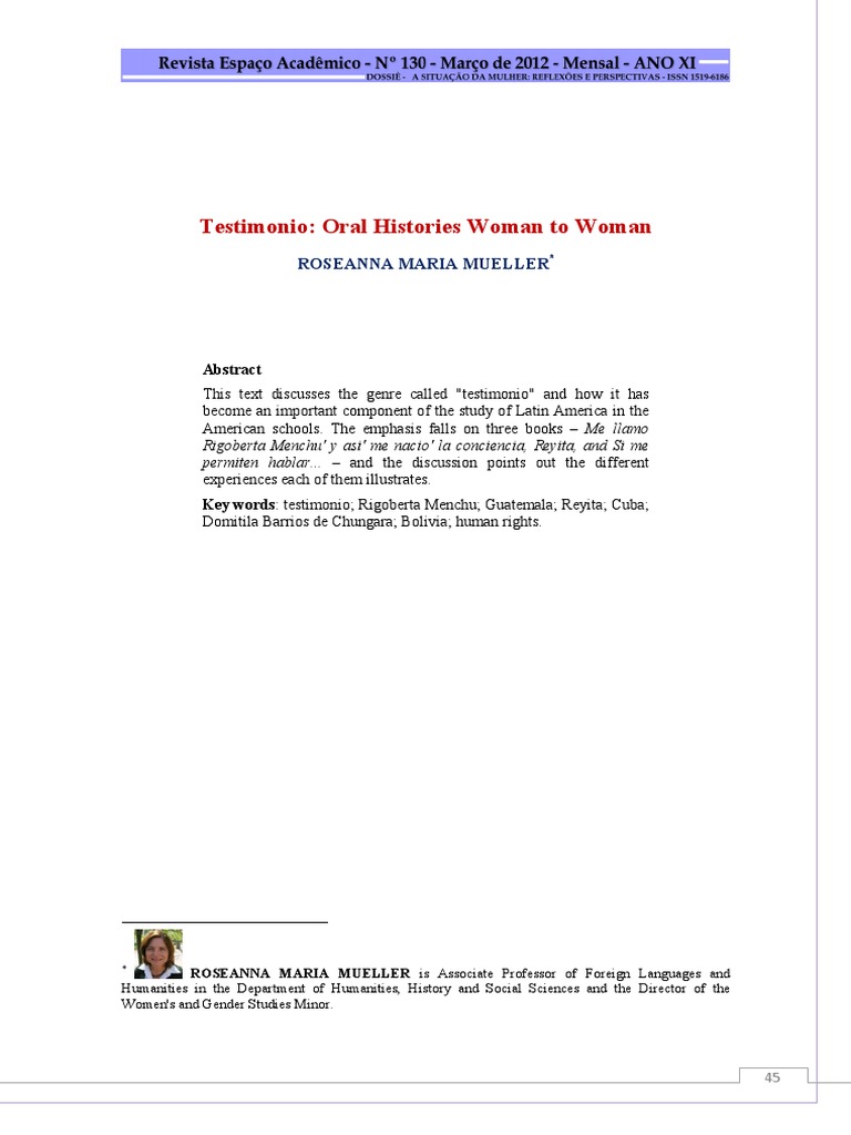 Testimonio Review | Download Free PDF | Testimony | Oral History