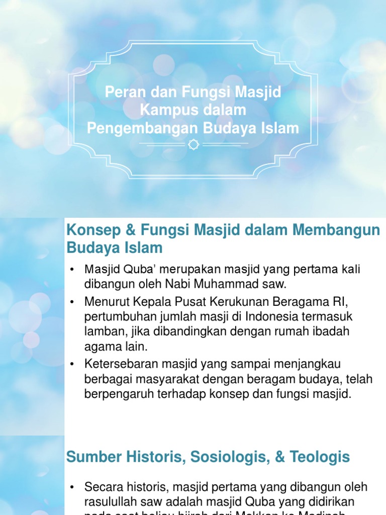 Peran Dan Fungsi Masjid Kampus Dalam Pengembangan Budaya Islam | PDF Peran Dan Fungsi Masjid Kampus Dalam Pengembangan Budaya Islam | PDF