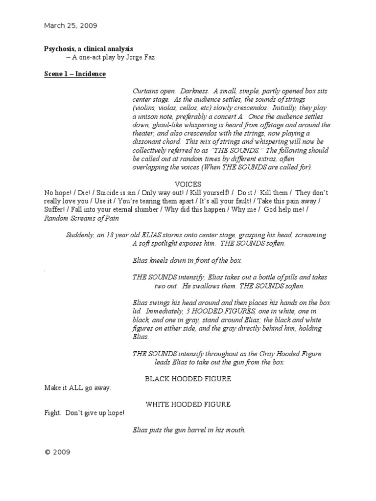 Psychosis, A Clinical Analysis: March 25, 2009 | PDF