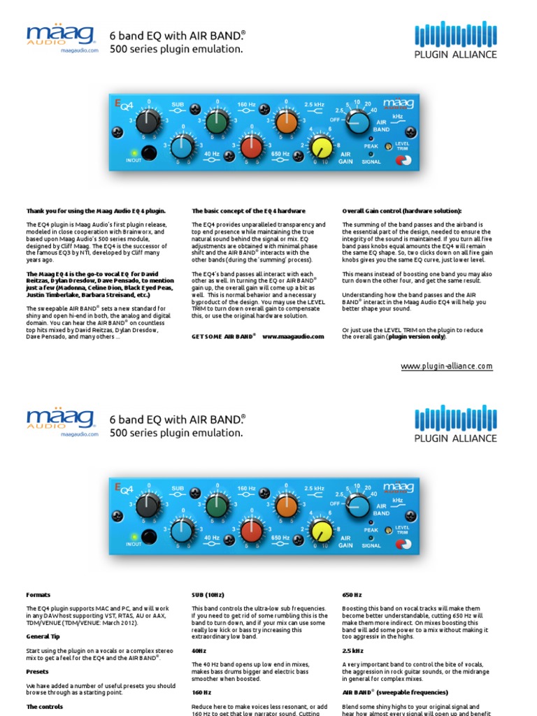 Maag Eq4 Manual en | PDF | Equalization (Audio) | Audio Electronics