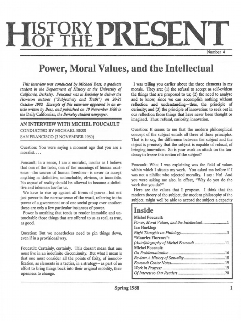 Foucault, Michel. On Problematization. THOP. 1988 | PDF | Immanuel Kant ...