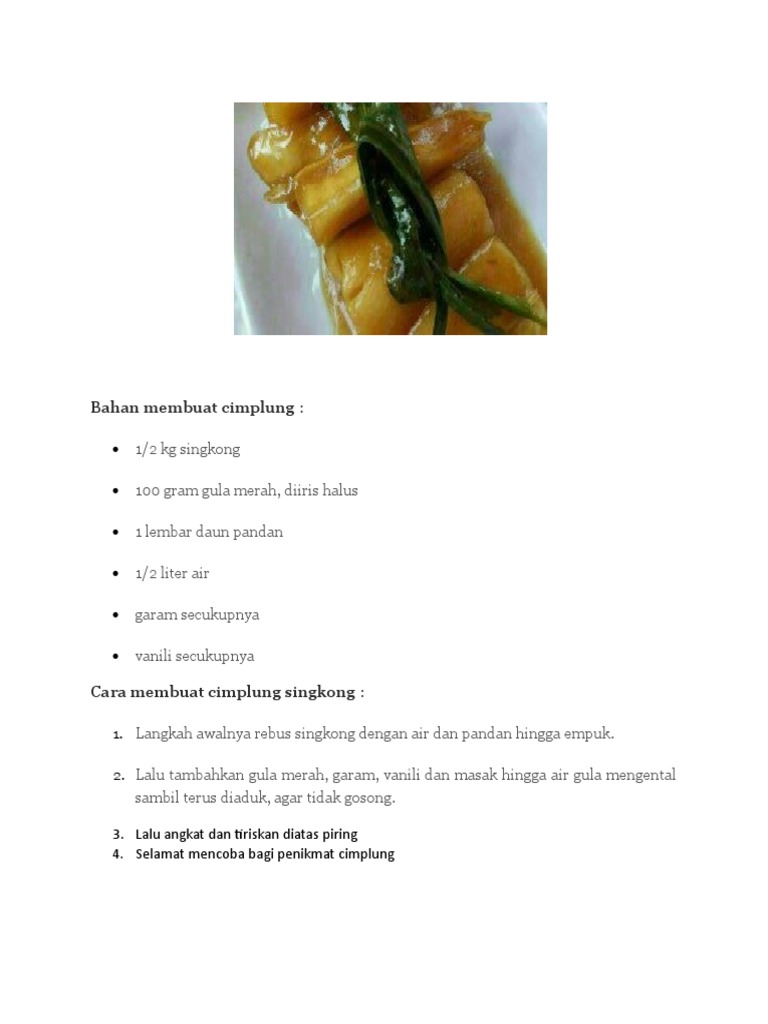 Bahan Membuat Cimplung | PDF