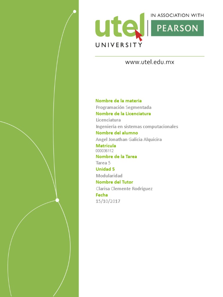 Programación Segmentada Tarea 5 | PDF | Áreas de informática | Informática