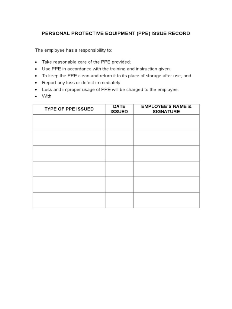 PPE Issue Record Template | PDF | Science & Mathematics | Computers