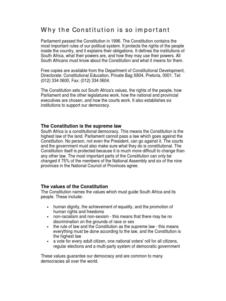 Why The Constitution Is So Important Pdf Pdf Human Rights Public Law