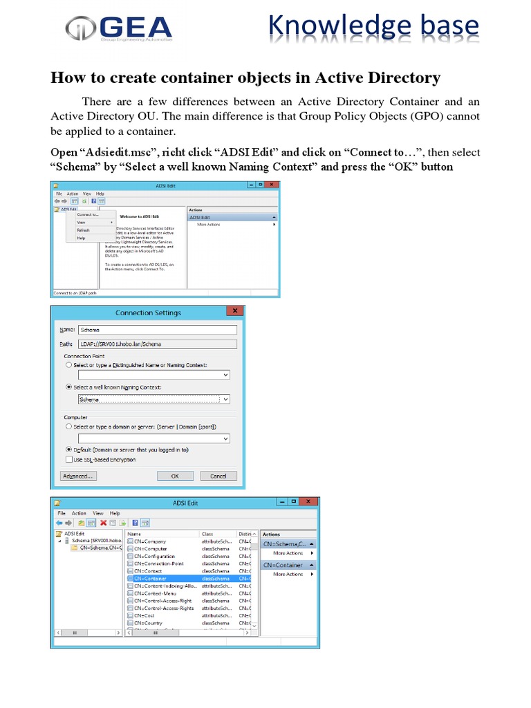 How To Create A Container Objects in AD | PDF