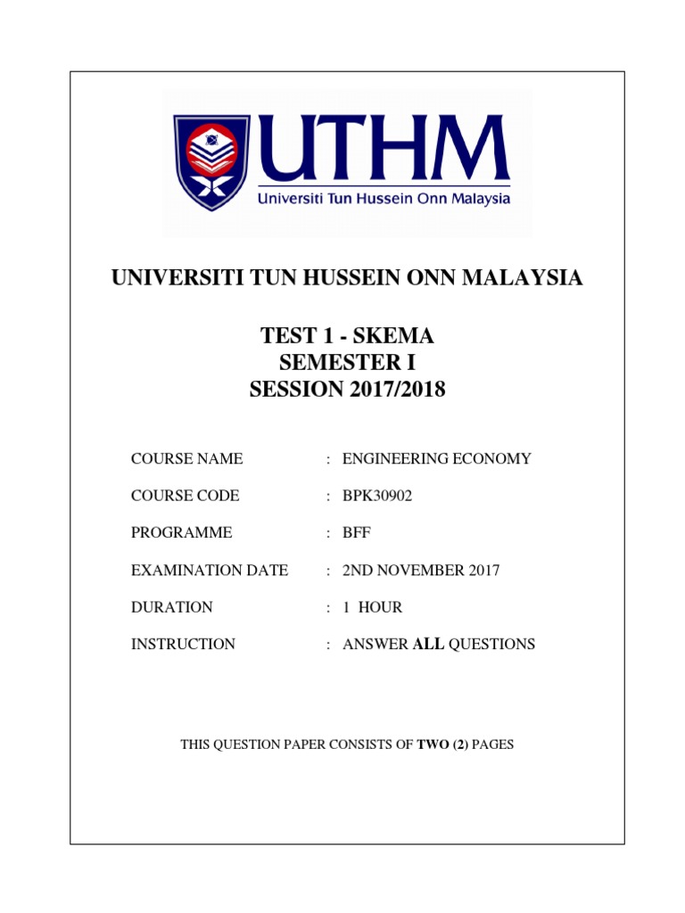 Eco TEST 1 Sem 1 2017-2017 SET A - Skema | PDF | Revenue | Economies