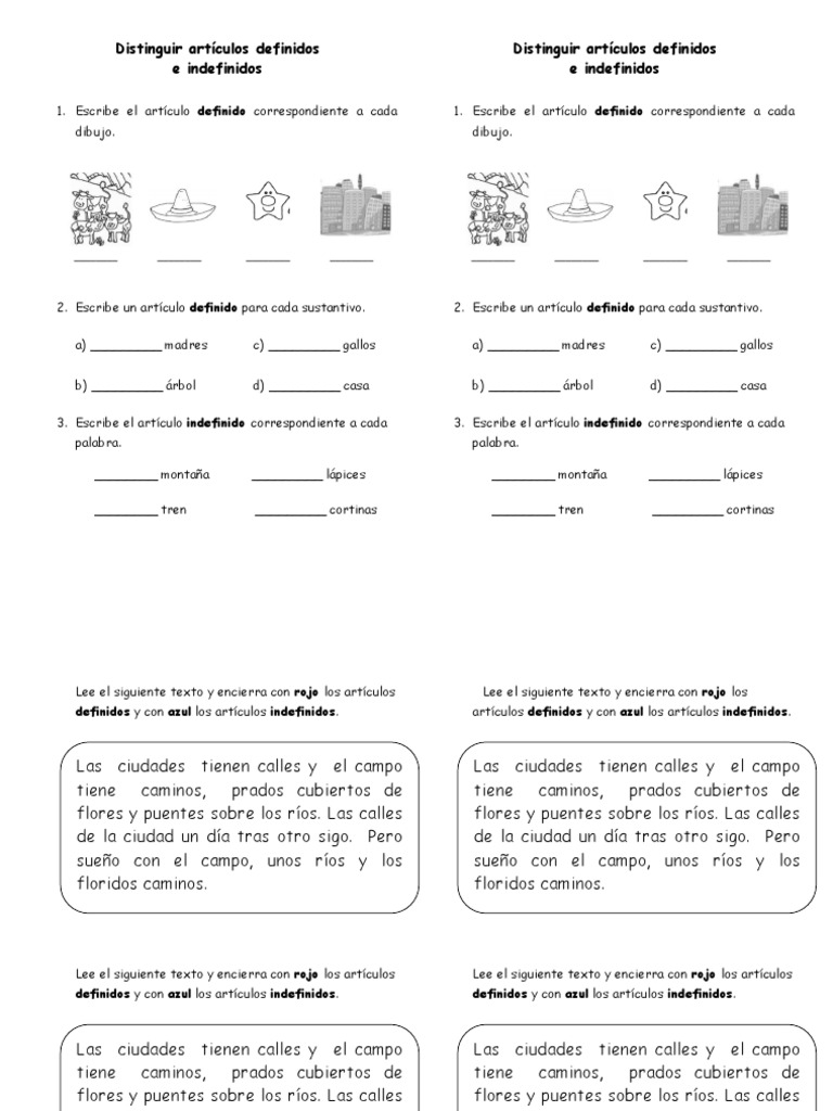 Guia Artículos Definidos e Indefinidos | PDF | Lingüística | Idiomas