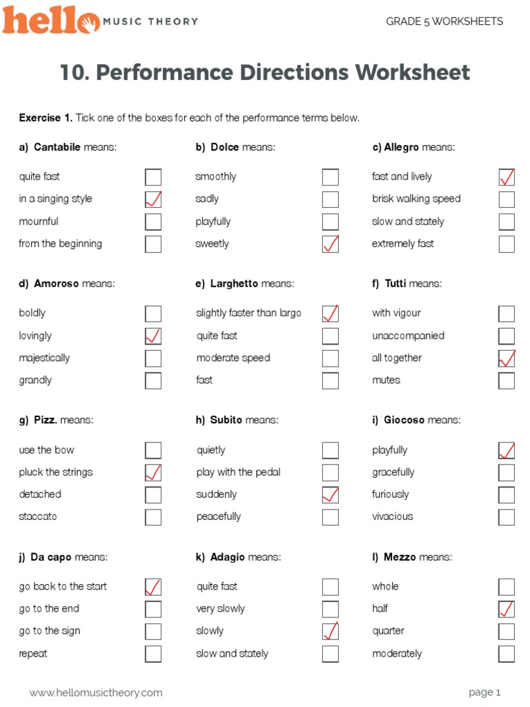 Performance Directions Answers | PDF | Tempo | Classical Music