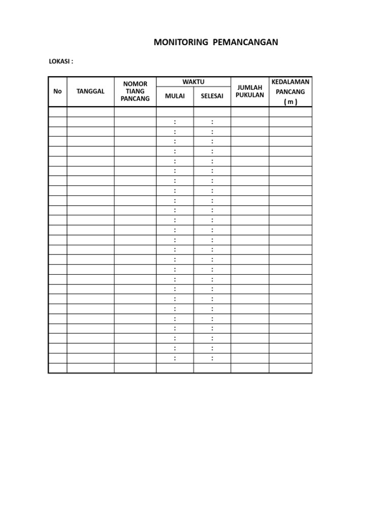 Monitoring Pancang | PDF