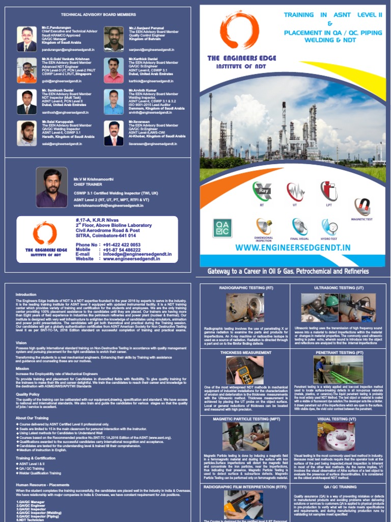 Brochure - NDT QA-QC Training | PDF | Quality Assurance ...