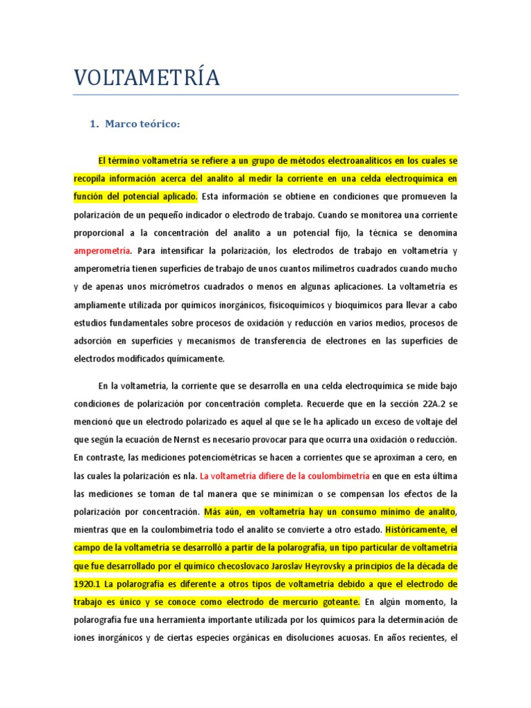 VOLTAMETRÍA | PDF | Química | Electromagnetismo