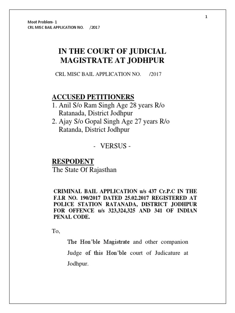 Bail Application | PDF | Bail | Magistrate