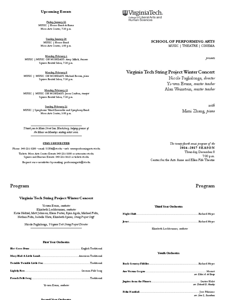 Virginia Tech String Project Concert | PDF | Leisure | Entertainment ...