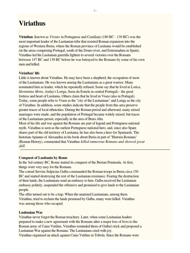 Viriathus: Hero of Lusitania's Resistance | PDF | Military | Conflicts