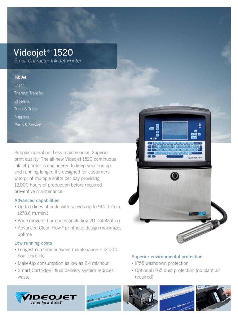 Videojet 1520 Product Spec | Printer (Computing) | Office Equipment