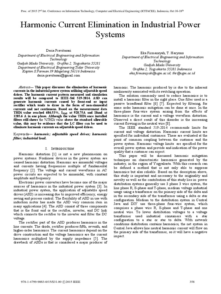 Harmonic Current Elimination in ASDs | PDF | Capacitor | Electrical ...