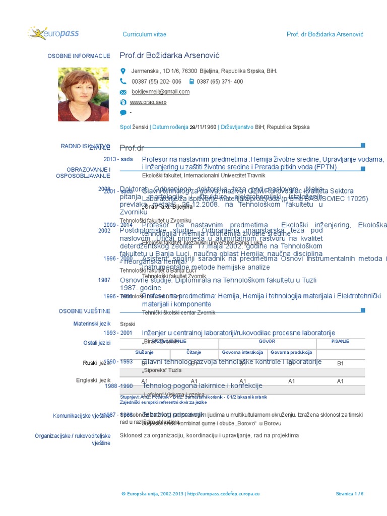 Boidarka Arsenovi CV | PDF